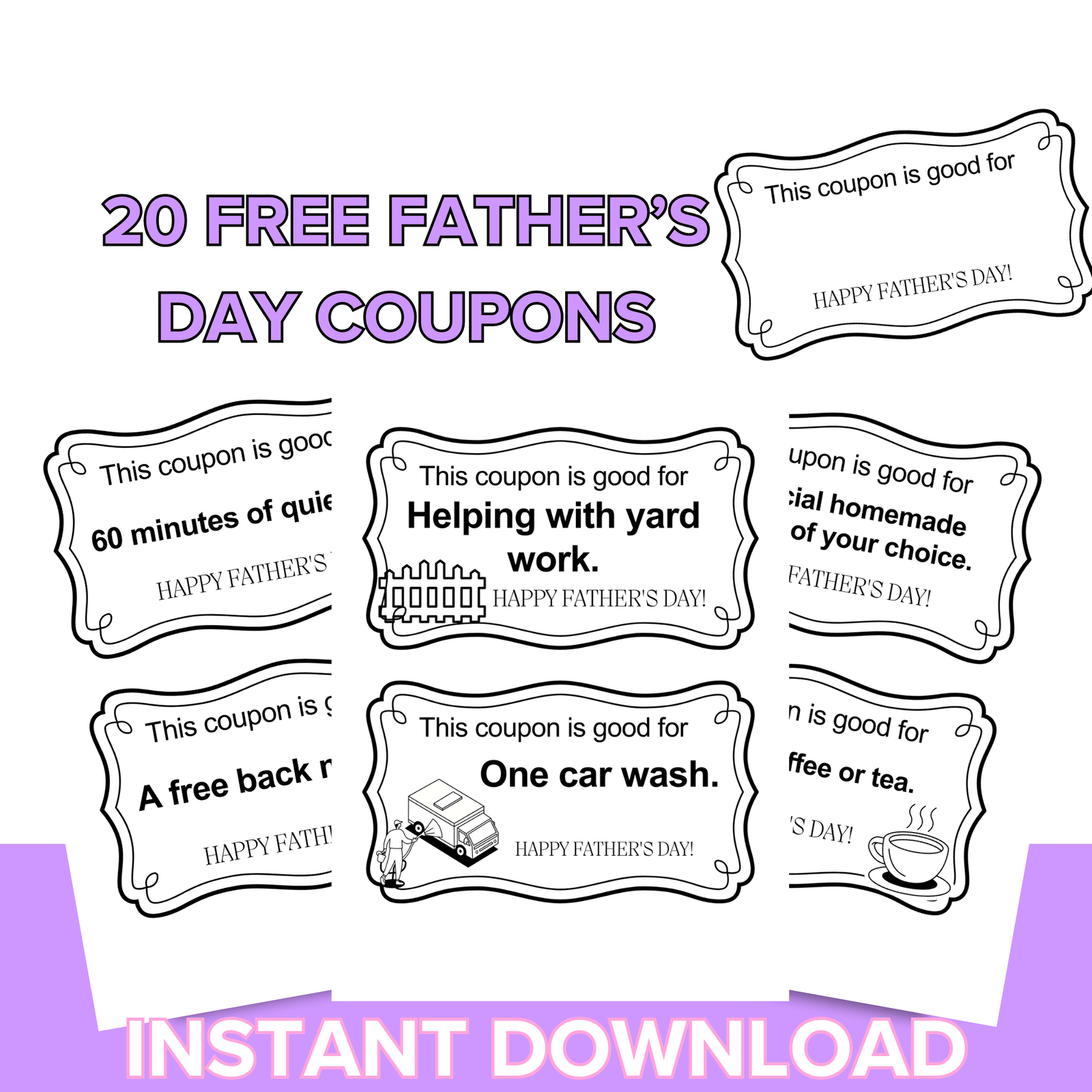 Free Printable Father’s Day Coupons From Kids | Learn Grow Aspire
