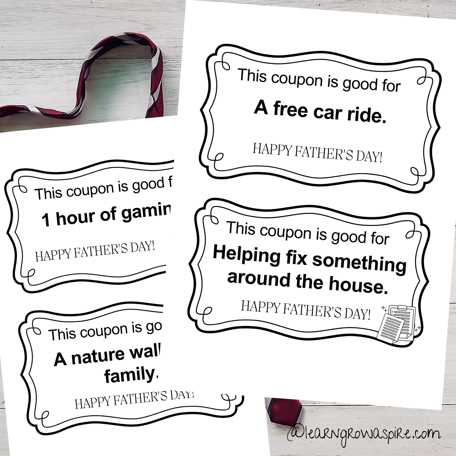 Free Printable Father’s Day Coupons From Kids | Learn Grow Aspire