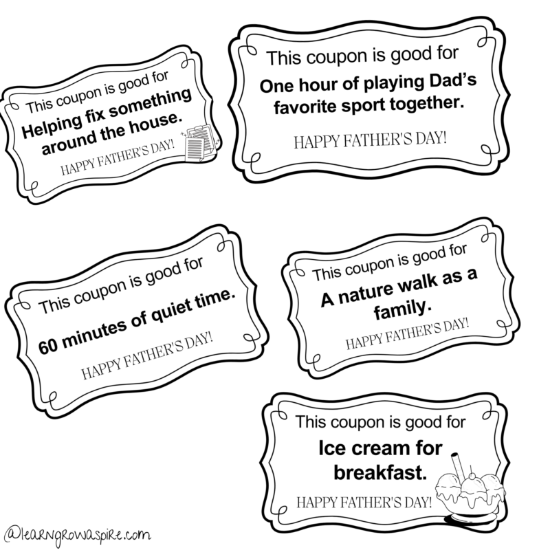 Free Printable Father’s Day Coupons From Kids | Learn Grow Aspire