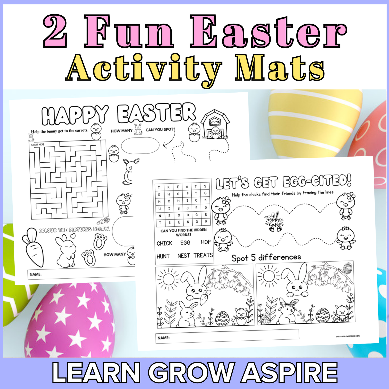 Easter Activity Placemats For Kids (FREE Download) | Learn Grow Aspire