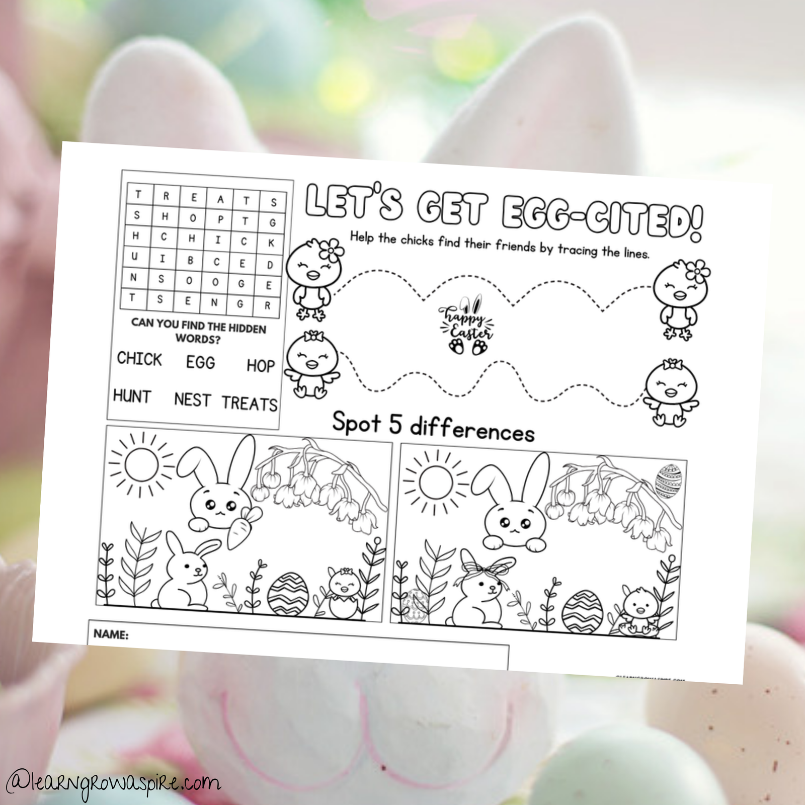 Easter Activity Placemats For Kids (FREE Download) | Learn Grow Aspire