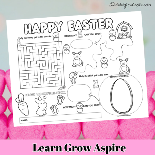 Easter Activity Placemats For Kids (FREE Download) | Learn Grow Aspire
