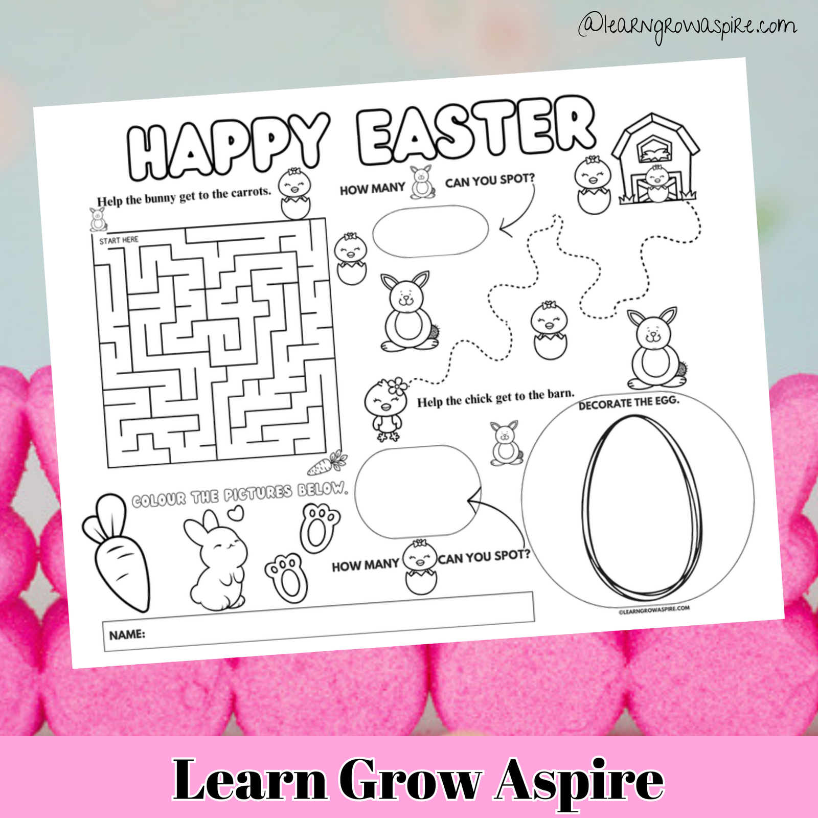 Easter Activity Placemats For Kids (FREE Download) | Learn Grow Aspire