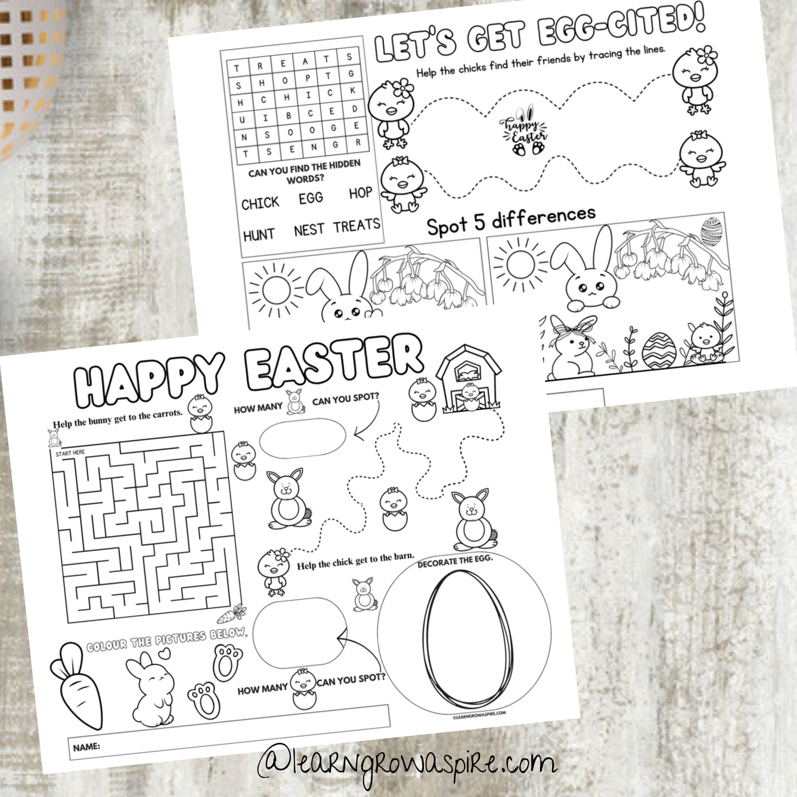 Easter Activity Placemats For Kids (FREE Download) | Learn Grow Aspire