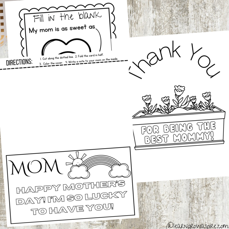 Printable Mother's Day Cards And Activities | Learn Grow Aspire