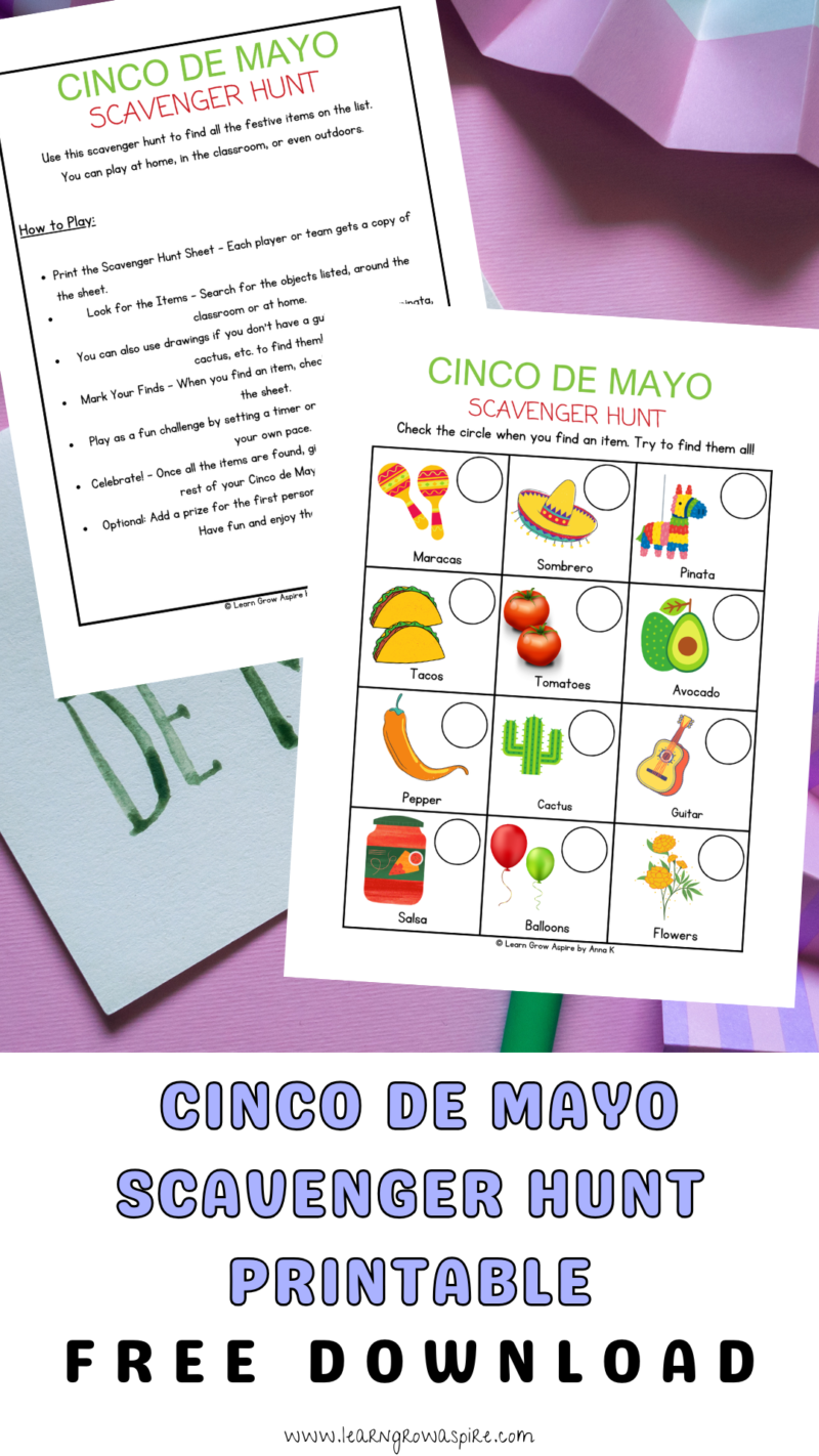 FREE Cinco de Mayo Scavenger Hunt Printable | Learn Grow Aspire