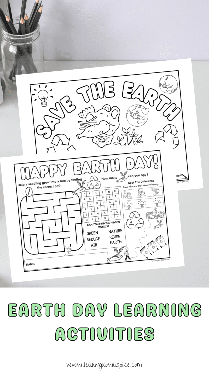 Earth Day Printable Activities For Kids Pdf | Learn Grow Aspire
