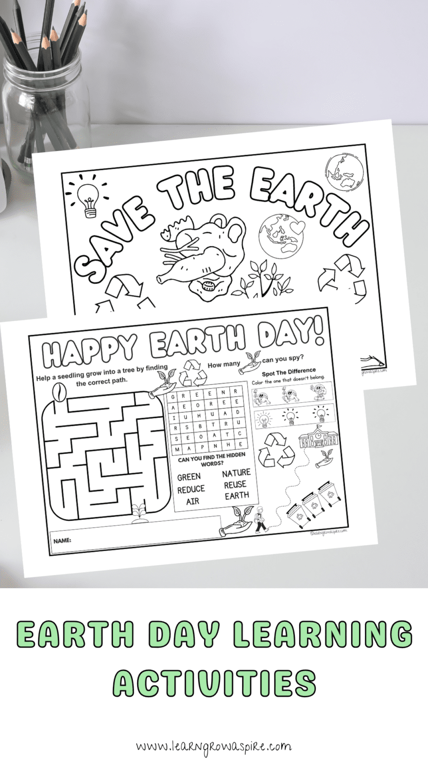 Earth Day Printable Activities For Kids Pdf | Learn Grow Aspire
