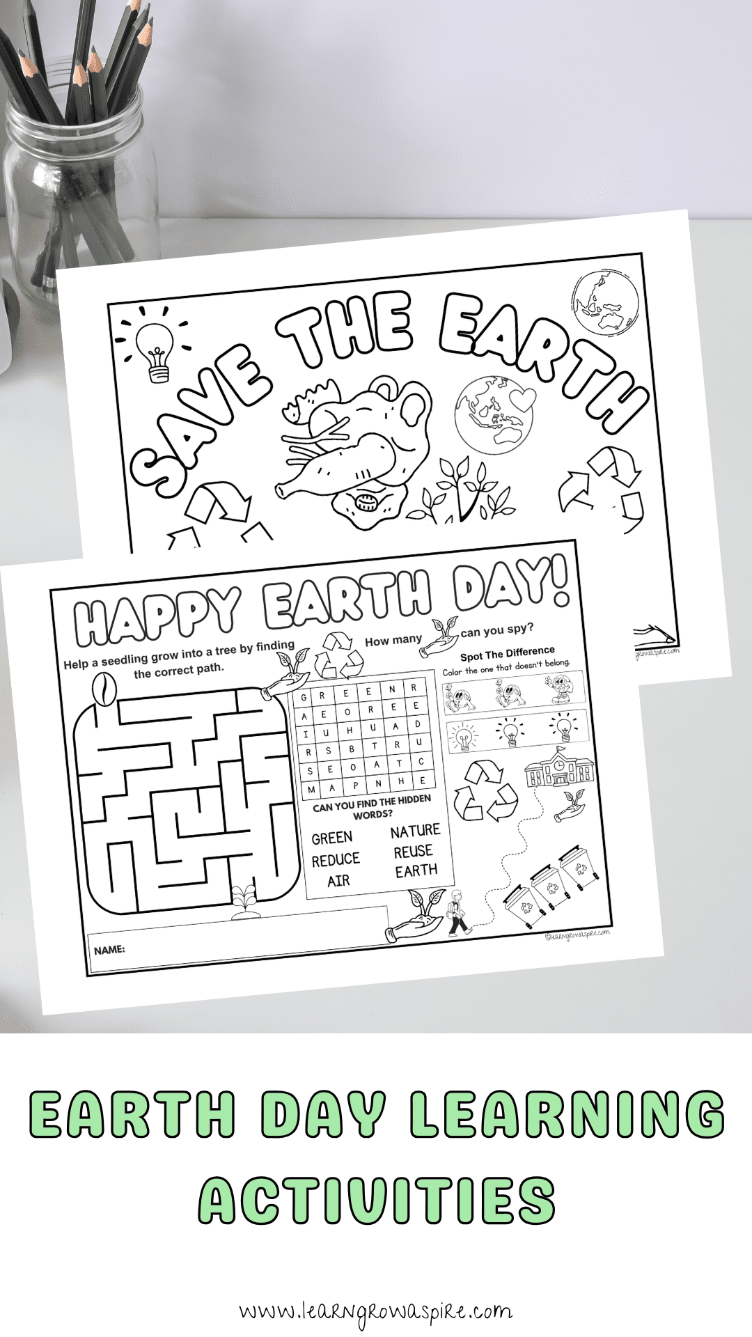 Earth Day Printable Activities For Kids Pdf | Learn Grow Aspire