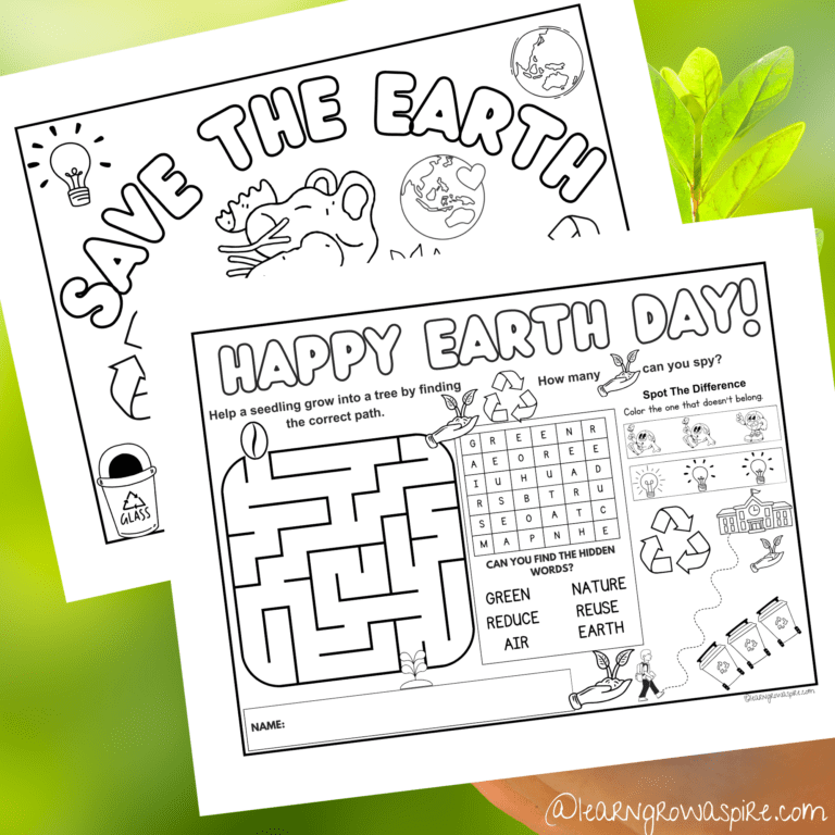 Earth Day Printable Activities For Kids Pdf | Learn Grow Aspire