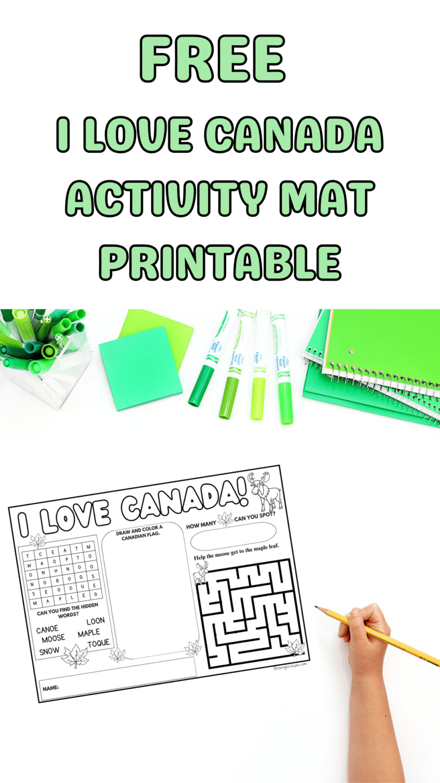 I Love Canada Printable Activity Mat
