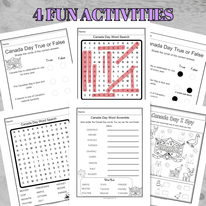 Free Canada Day Printable Activities For Kids | Learn Grow Aspire