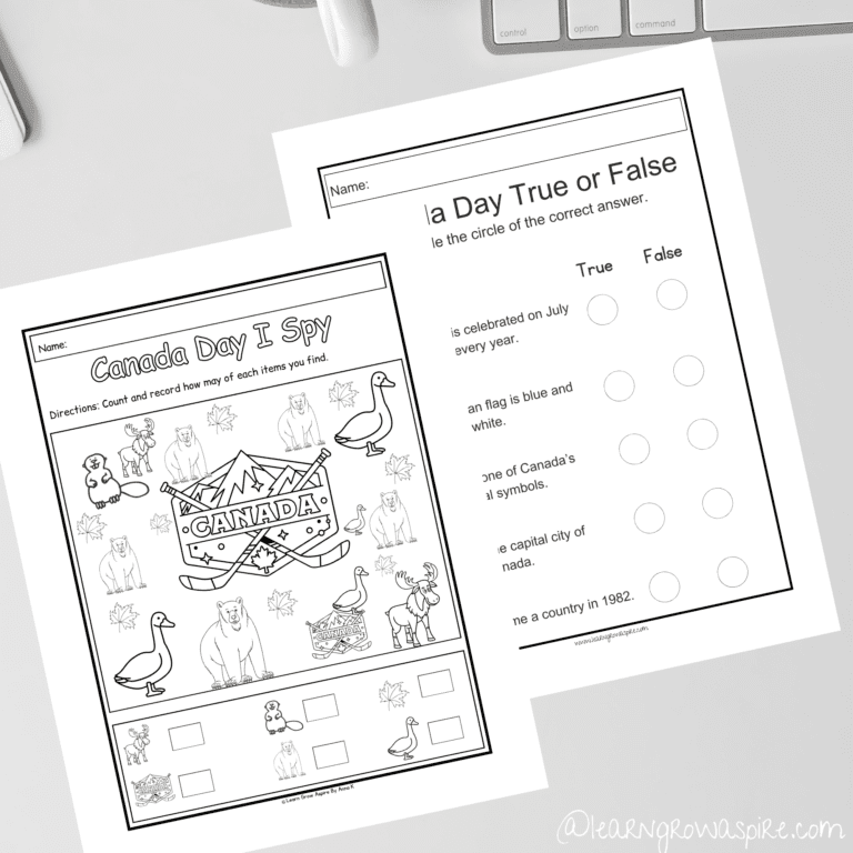 Free Canada Day Printable Activities For Kids | Learn Grow Aspire