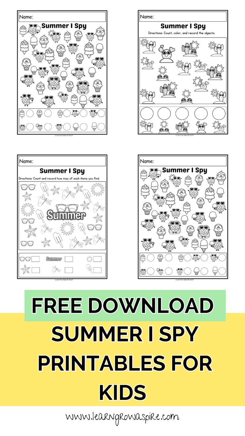 Free Summer I Spy Printables For Kids | Learn Grow Aspire