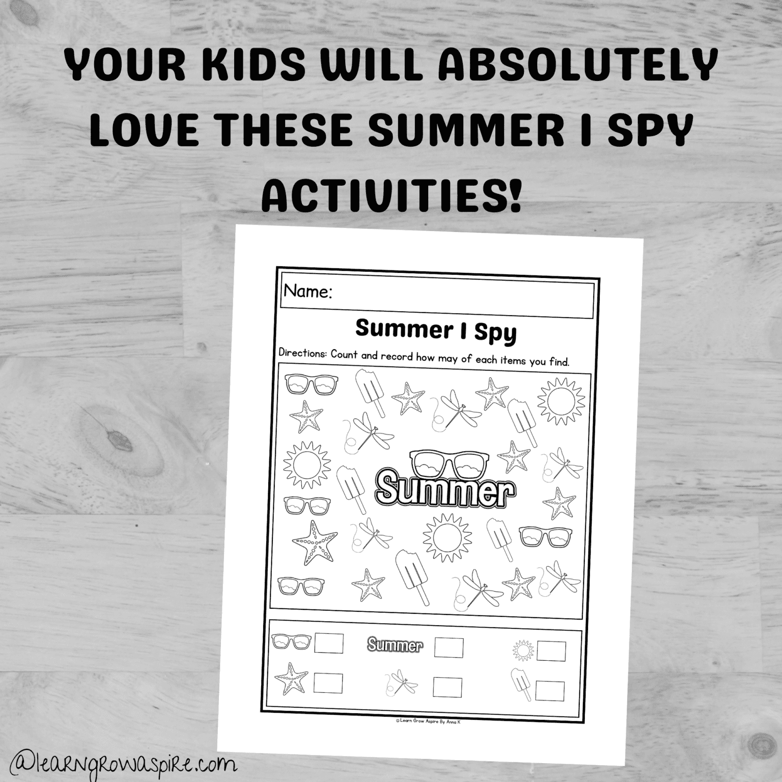 Free Summer I Spy Printables For Kids | Learn Grow Aspire