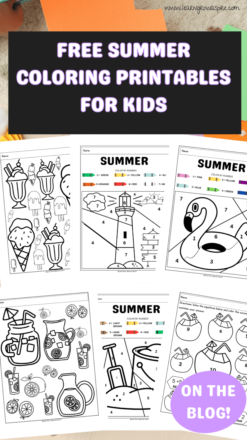 16 Free Printable Summer Coloring Pages For Kids | Learn Grow Aspire