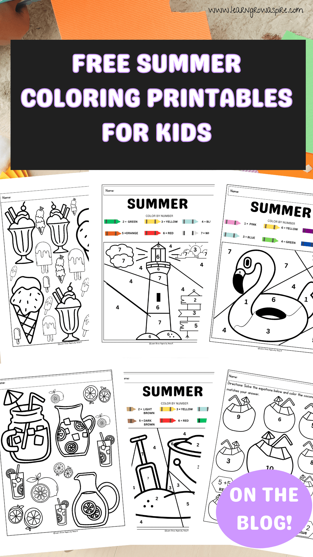 16 Free Printable Summer Coloring Pages For Kids | Learn Grow Aspire