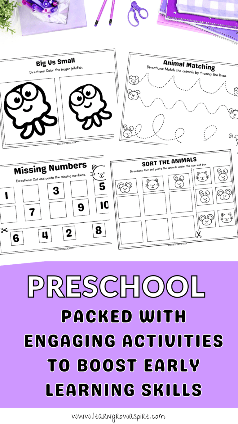 Preschool Fun Packet Free Download | Learn Grow Aspire