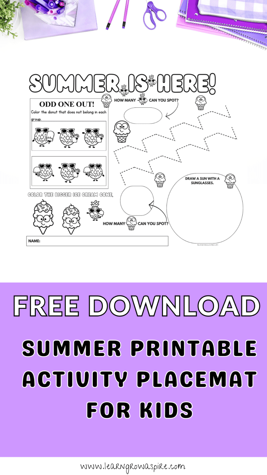 Free Printable Summer Activity Mat for Kids | Learn Grow Aspire