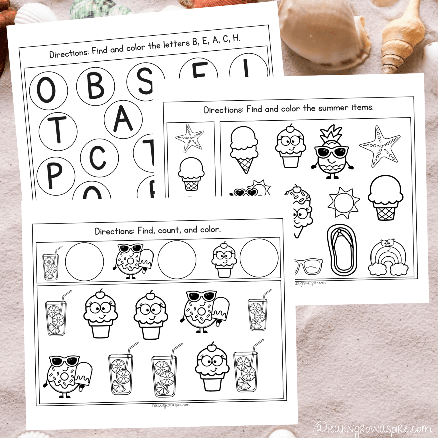 Free Printable Preschool Summer Fun Worksheets | Learn Grow Aspire