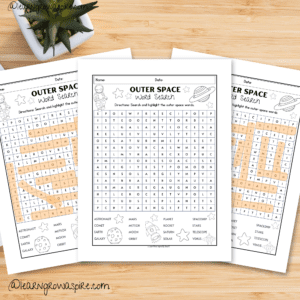 Free Space Word Search For Kids Printable | Learn Grow Aspire