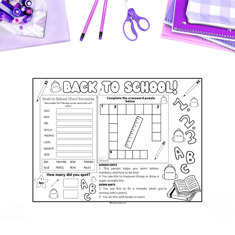 A Fun Back to School Activity Mat For Your Students | Learn Grow Aspire