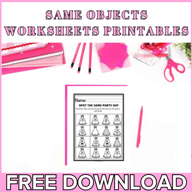 Free Same Objects Worksheets Printables