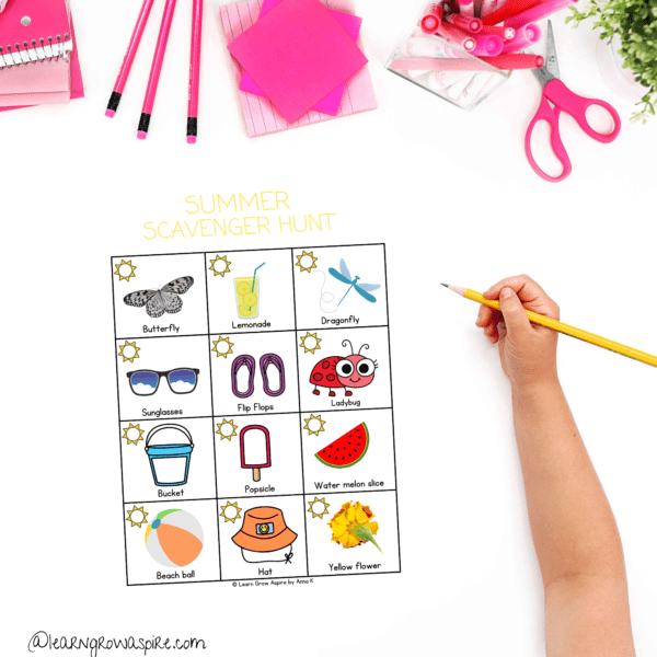 Summer Scavenger Hunt For Kids Free Printable | Learn Grow Aspire