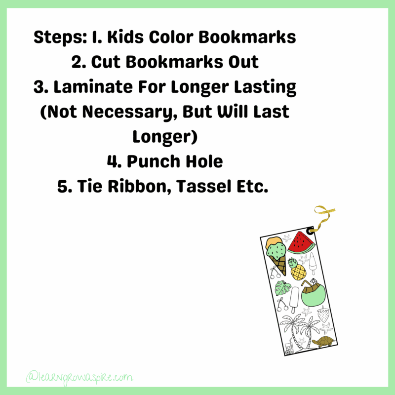 Free Printable Summer Coloring Bookmarks For Kids | Learn Grow Aspire