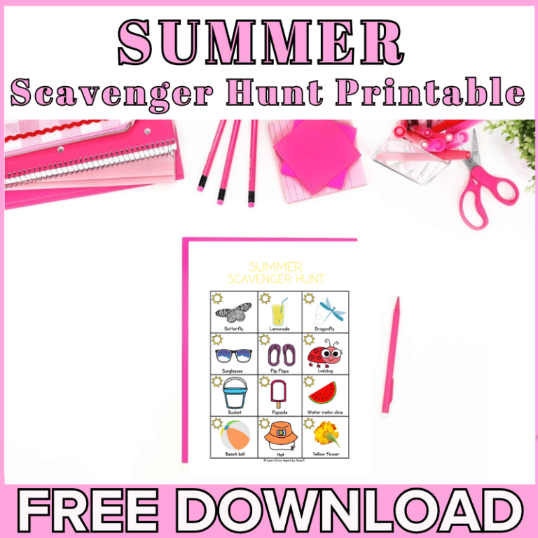 Summer Scavenger Hunt For Kids Free Printable | Learn Grow Aspire