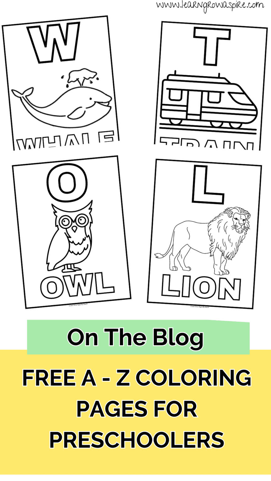 Free Preschool A to Z Alphabet Coloring Pages | Learn Grow Aspire
