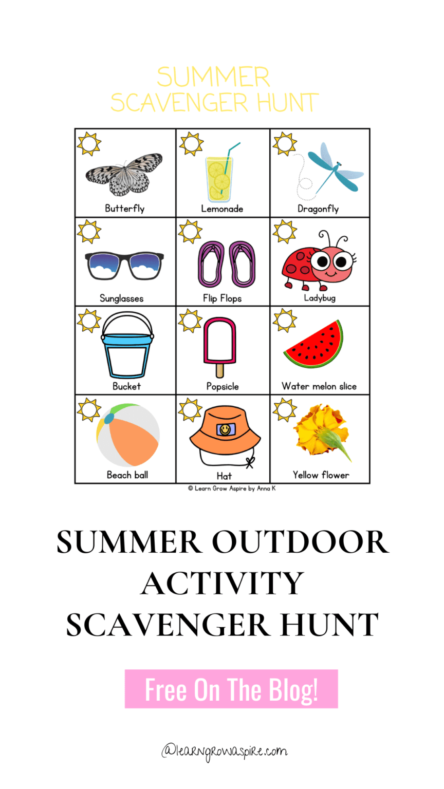 Summer Scavenger Hunt For Kids Free Printable | Learn Grow Aspire