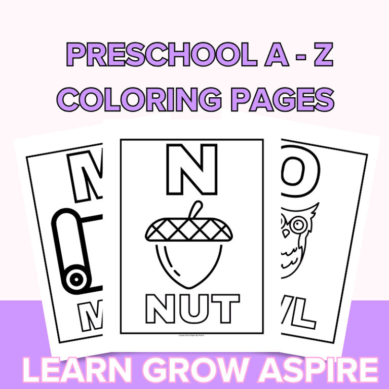 Free Preschool A to Z Alphabet Coloring Pages | Learn Grow Aspire