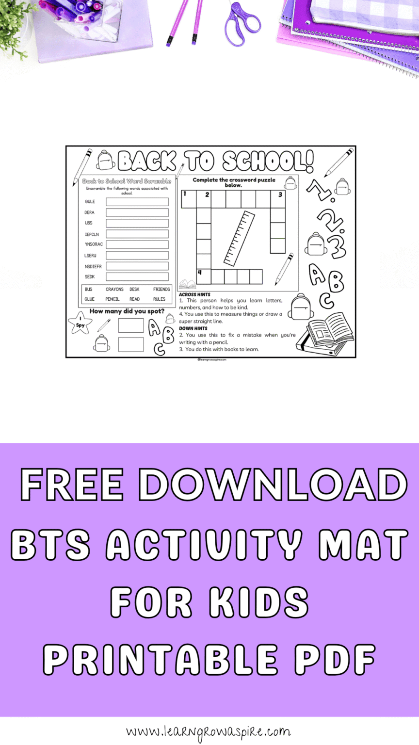 A Fun Back to School Activity Mat For Your Students | Learn Grow Aspire
