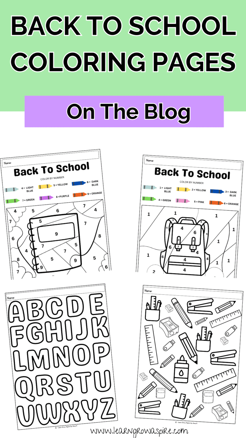 Back To School Coloring Pages Printable (Free Download) | Learn Grow Aspire
