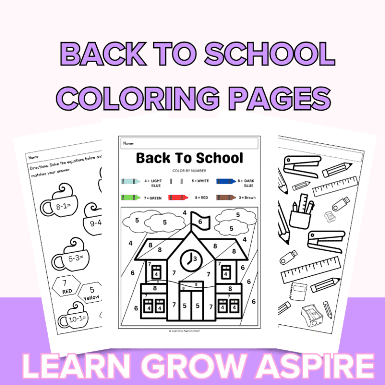 Back To School Coloring Pages Printable (Free Download) | Learn Grow Aspire