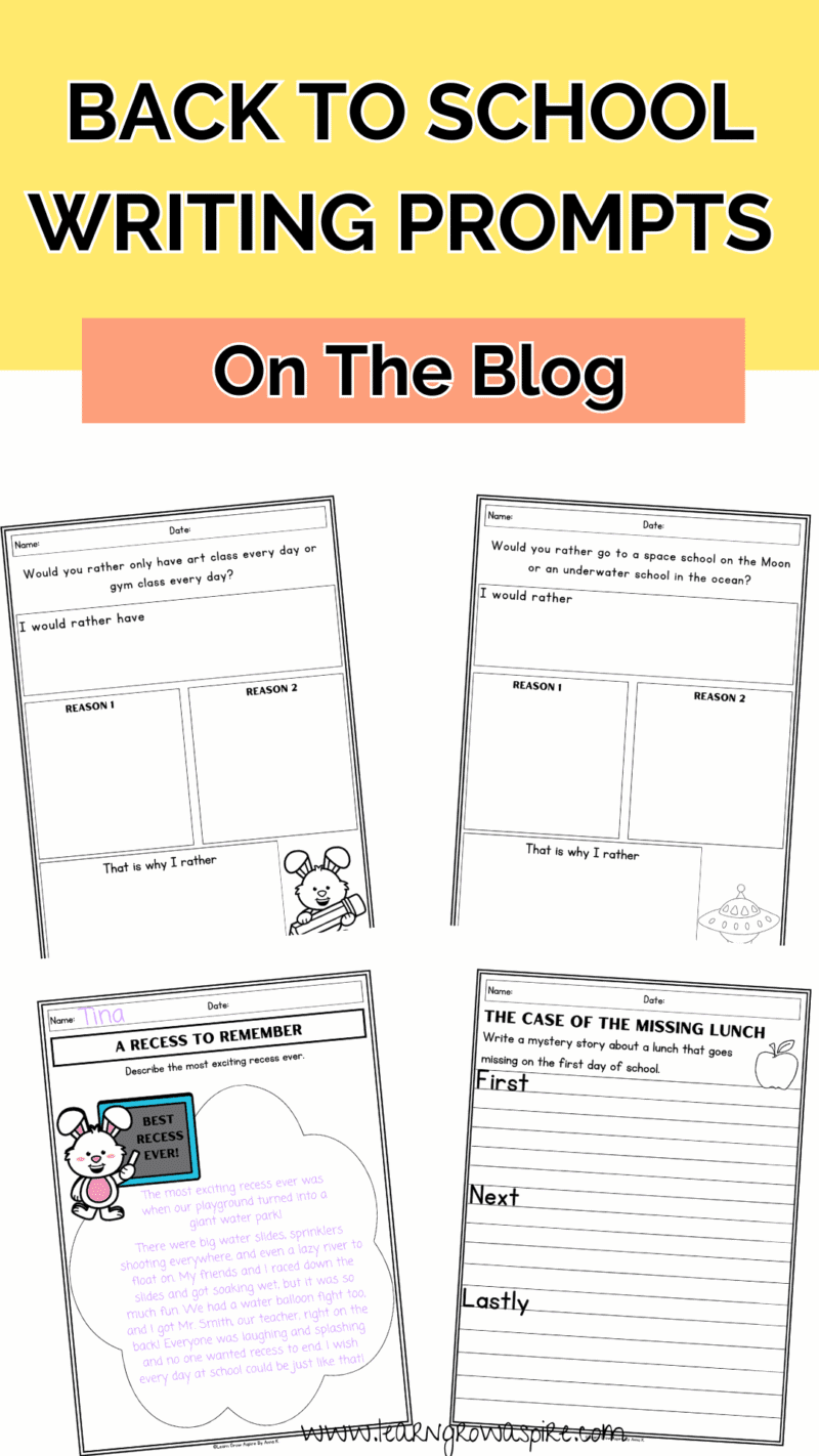 Back To School Writing Prompts For 3rd Grade