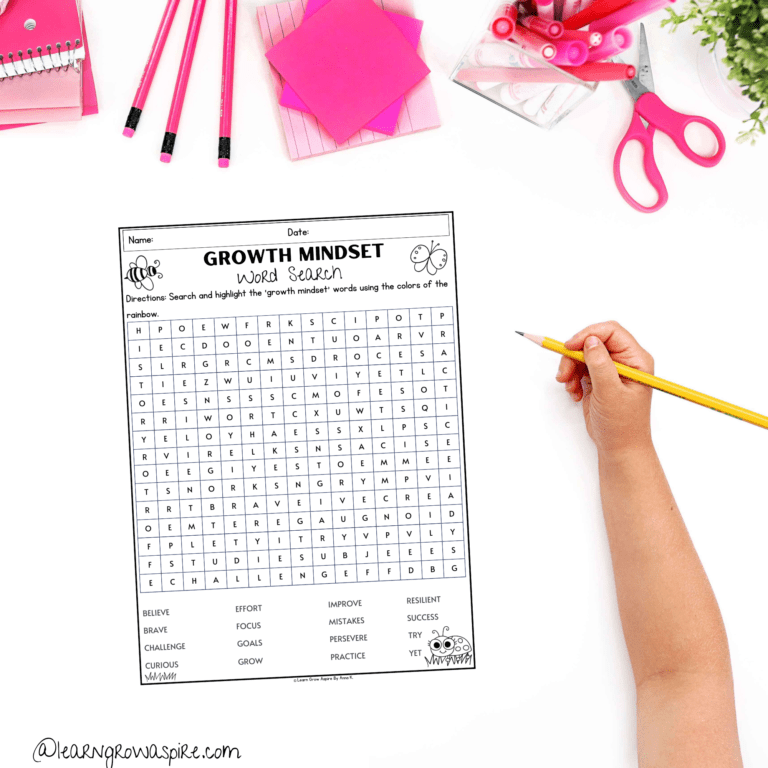 Growth Mindset Word Search Free Printable | Learn Grow Aspire