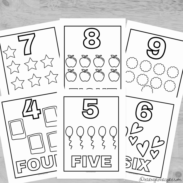 Number Coloring Pages 1-10 PDF FREE Download | Learn Grow Aspire