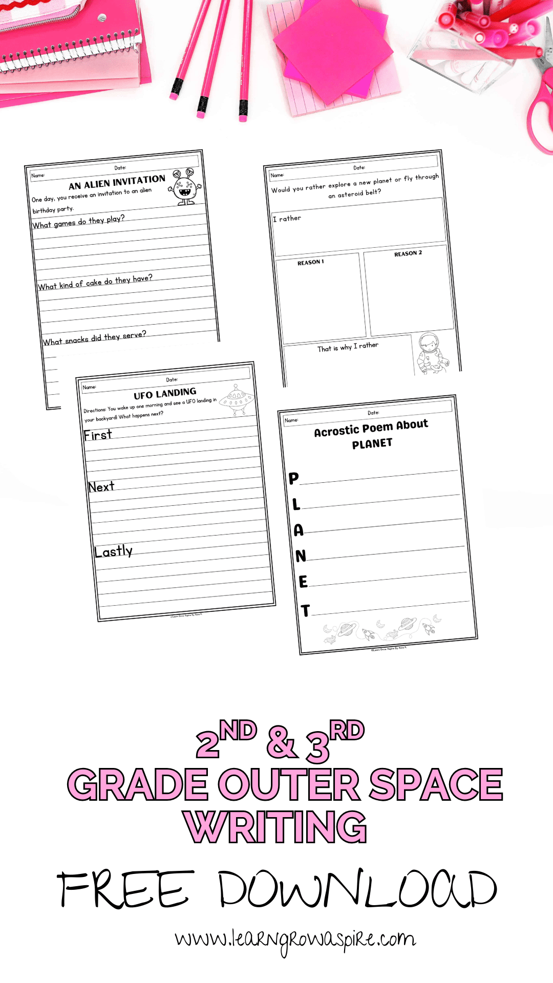 Free Outer Space Writing Prompts For Kids | Learn Grow Aspire