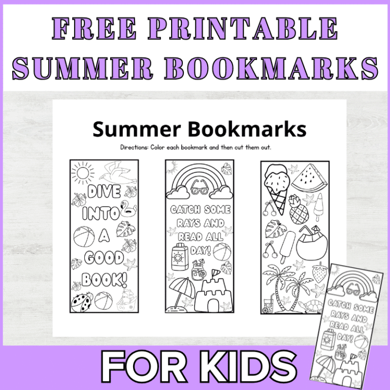 Free Printable Summer Coloring Bookmarks For Kids | Learn Grow Aspire