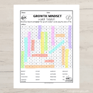 Growth Mindset Word Search Free Printable | Learn Grow Aspire