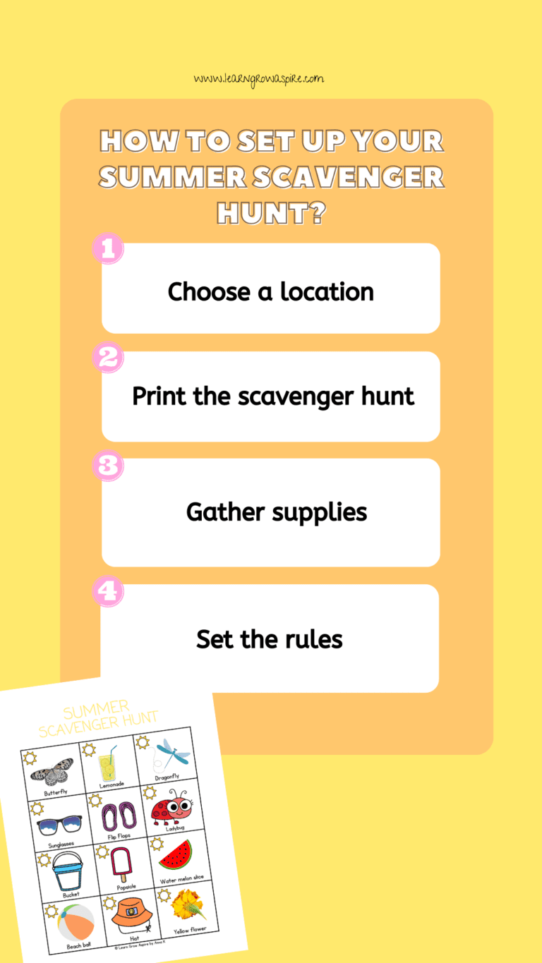 Summer Scavenger Hunt For Kids Free Printable | Learn Grow Aspire