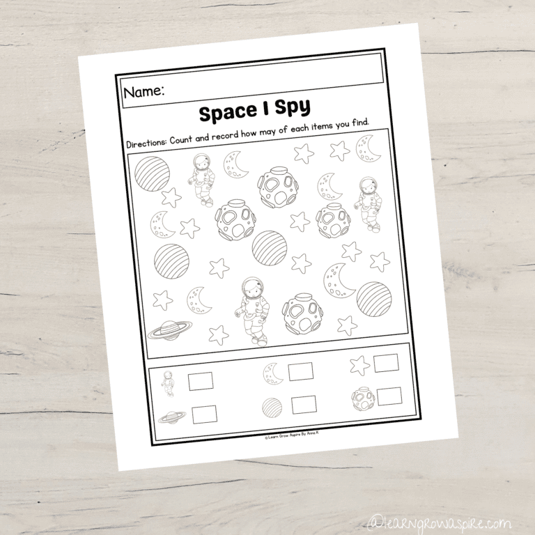 Space I Spy Activities Free Printables | Learn Grow Aspire