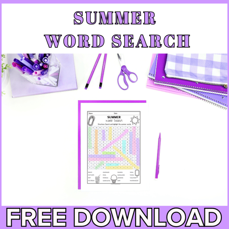 Summer Printable Word Search For Kids (Free) | Learn Grow Aspire