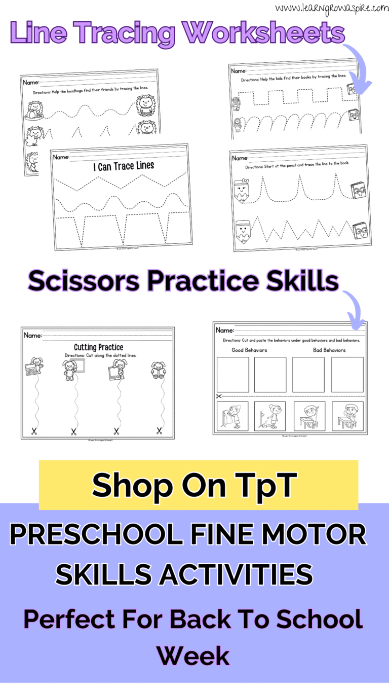 Fine Motor Activities For Preschoolers PDF Printable | Learn Grow Aspire