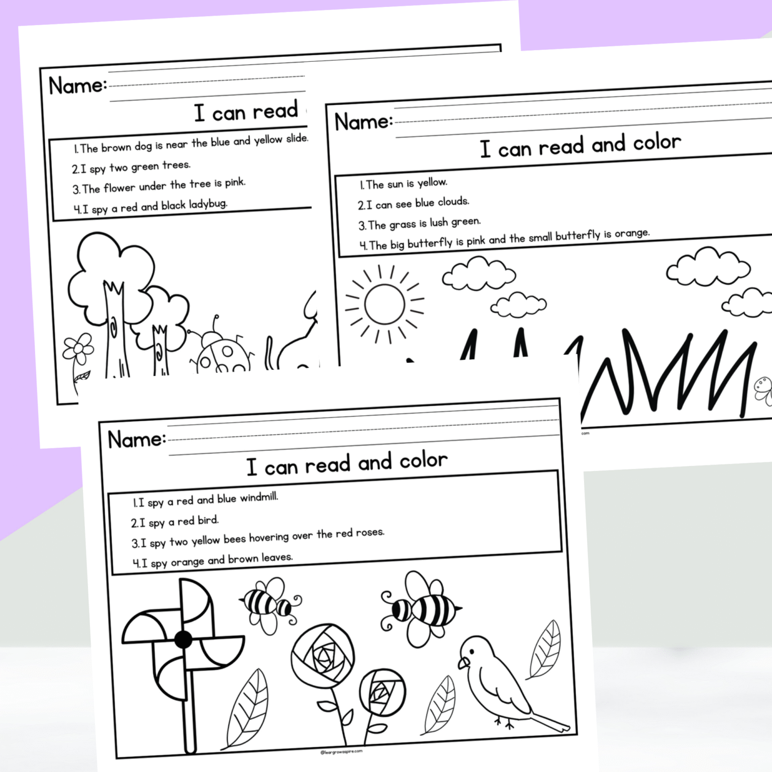 Free I Can Read and Color Worksheets | Learn Grow Aspire