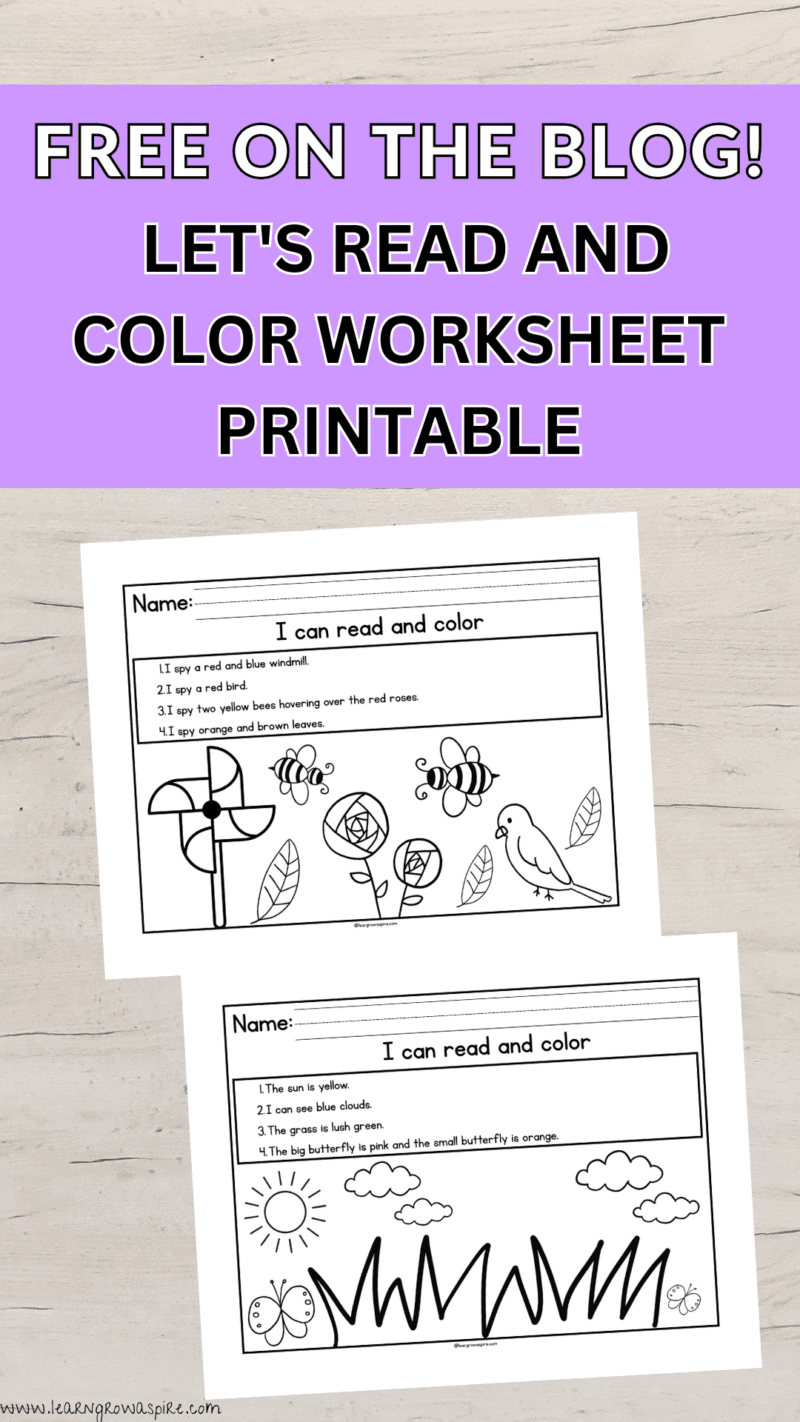Free I Can Read and Color Worksheets | Learn Grow Aspire