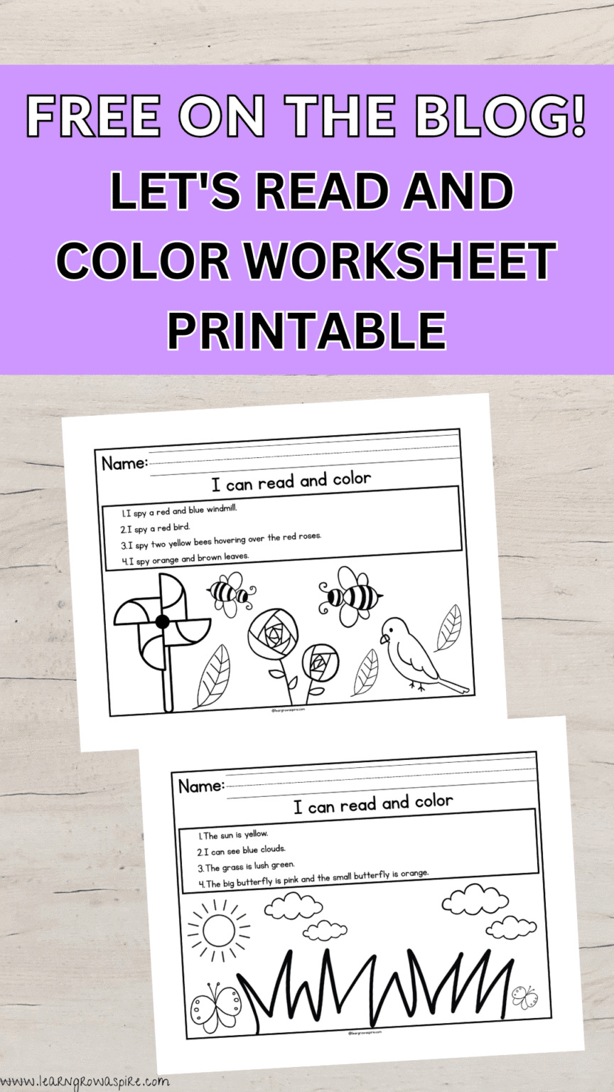 Free I Can Read and Color Worksheets | Learn Grow Aspire