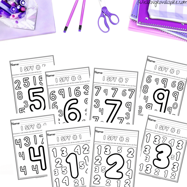 I Spy Numbers 1-10 Worksheets | Learn Grow Aspire